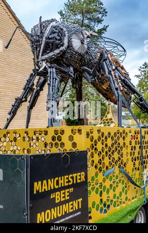 Manchester Bee Monument made from blades and guns, On display in ...