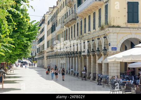 Arcaded terraces of The Liston, Corfu Old Town, Corfu (Kerkyra), Ionian ...