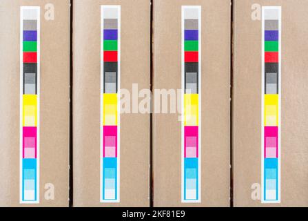 Full colour & CMYK colour registration strip on the bottom of an ASDA ...