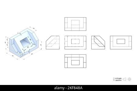 Engineering part 3D Projection Illustration - Container Stock Photo - Alamy