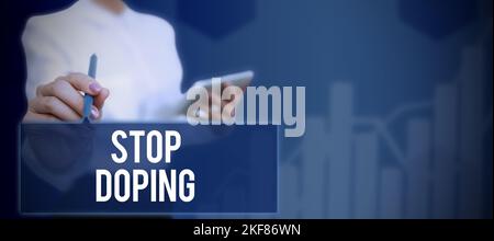 Text caption presenting Stop Doping, Internet Concept quit the use of ...
