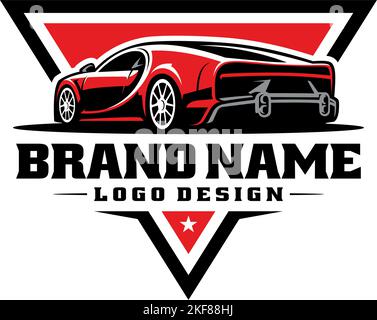 A vector for logos with a red and black theme and a car icon on a white ...