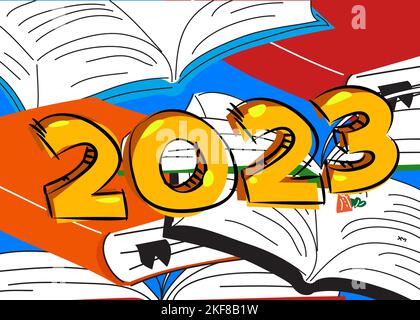 Number 2023 on a book, cartoon vector illustration Stock Vector Image ...