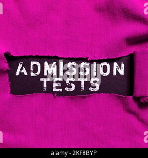 Text showing inspiration Admission Tests, Business showcase an exam ...