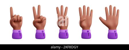 3d Human fingers count. Five. Numbers, counting, waiting, mathematic concept. High quality ...