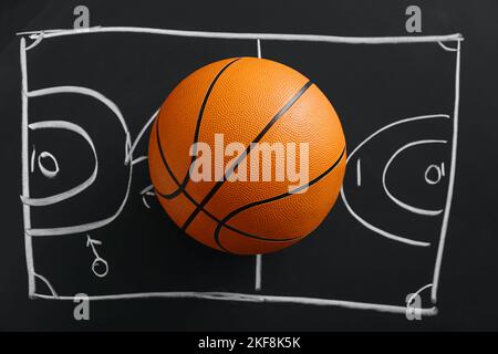 Drawn scheme of basketball game on blackboard Stock Photo - Alamy