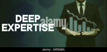 Hand writing sign Deep Expertise, Business idea Great skill or broad ...