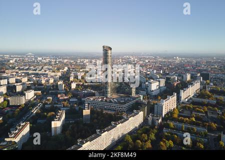 Wroclaw city panorama. Aerial view of modern european city with ...