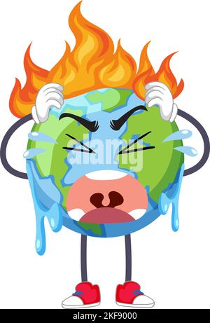Crying earth cartoon character from greenhouse effect and global ...
