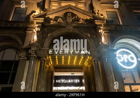 Metquarter entrance with signs fro Everyman and GPO in Liverpool Stock ...