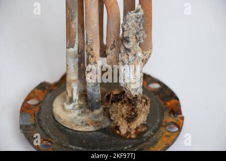 heating ten from a water heater after 8 years of operation broken on a ...