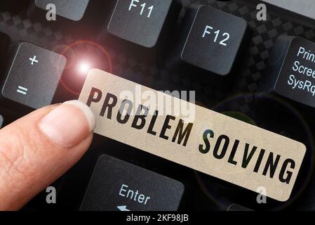 Text sign showing Problem Solving. Business photo text process of finding solutions to difficult ...