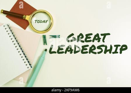 Conceptual caption Great Leadership. Word for motivating showing to act ...