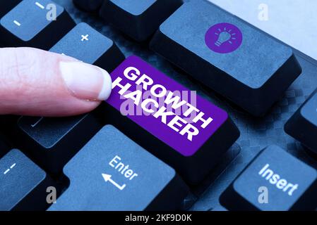 Text caption presenting Growth Hacker. Business approach generally to ...
