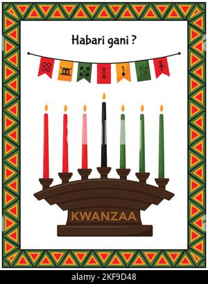 Poster with the seven principles of Kwanzaa. Signs, date and name of ...