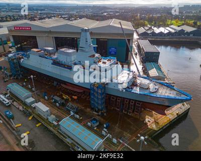 View of HMS Glasgow Type 26 anti-submarine warship being built at BAE ...