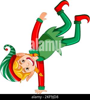 Christmas elf dancing cartoon character illustration Stock Vector Image ...