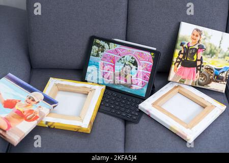 Canvas print. Wrapped canvas, edge, corner, closeup. photography with ...