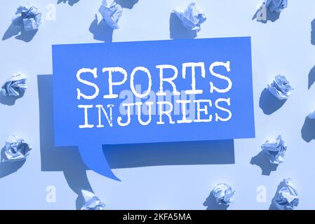 Sign displaying Sports Injuries. Conceptual photo program that helps ...