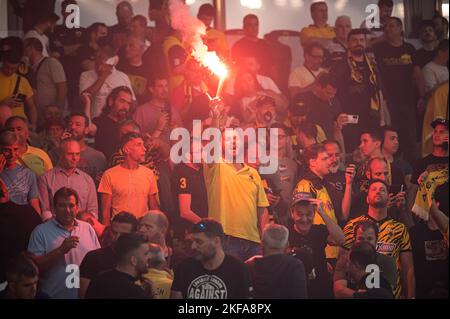 AEK FC fans during the first match in new stadium OPAP Arena Stock ...