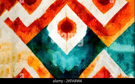 Mexican mystic geometric patterns with watercolor print Stock Photo - Alamy
