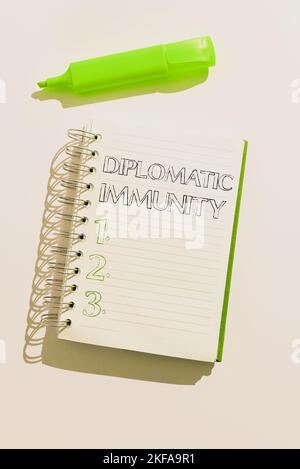 Conceptual caption Diplomatic Immunity. Concept meaning law that gives ...