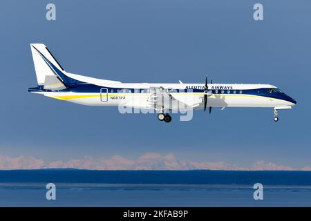 Aleutian Airways Saab 2000 airplane. New airline in Alaska with Saab ...
