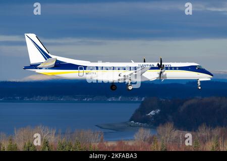 Aleutian Airways Saab 2000 airplane. New airline in Alaska with Saab ...