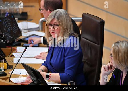 Alison Johnstone, Presiding Officer of the Scottish Parliament (centre ...