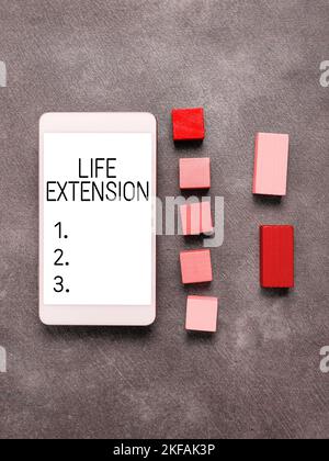 Sign displaying Life Extension. Internet Concept able to continue ...