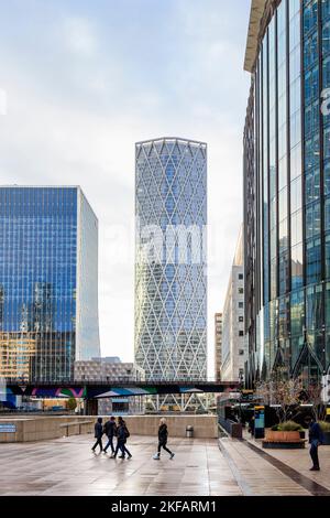The Docklands Light Railway crossing Middle Dock of Canary Wharf, the ...