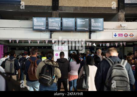 Passengers wait at Barking Station in East London in the morning as the ...