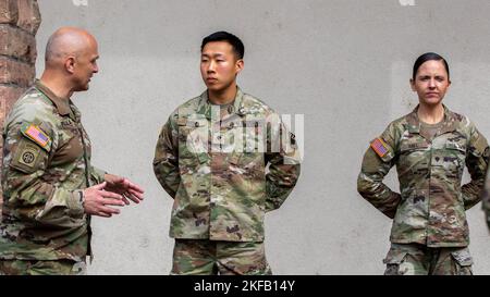 Sgt. Joshua Rhim and Sgt. Bethany Hall, all-source intel analysts with Charlie Company, 519th ...