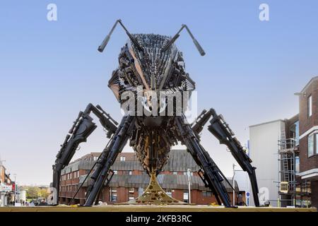 Manchester Bee Monument made from blades and guns, On display in ...