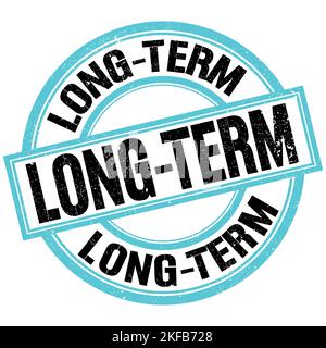 LONG-TERM text written on green grungy zig zag borders round stamp ...