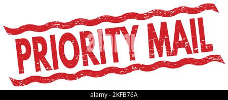 PRIORITY MAIL text written on red rectangle stamp sign Stock Photo - Alamy