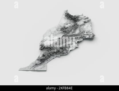 A Morocco Map Flag Shaded relief Color Height map on white Background ...