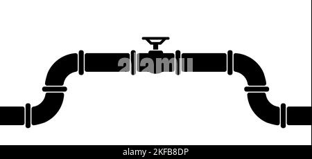 Water, oil or gas pipeline with fittings and valves. Pipeline and black ...