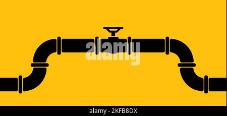 Water, oil or gas pipeline with fittings and valves. Pipeline and black ...