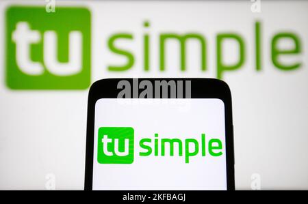 In this photo illustration, the TuSimple Holdings logo is displayed on ...