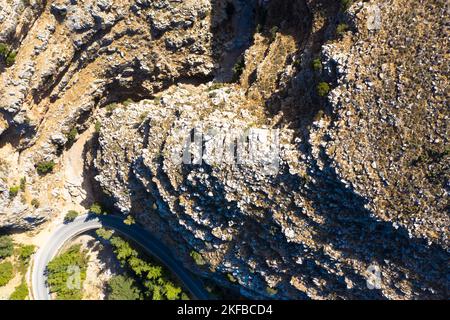 Aerial view of Jacobs Canyon. Brown massive stones and rocks in ...