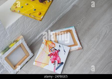 Canvas print. Wrapped canvas, edge, corner, closeup. photography with ...