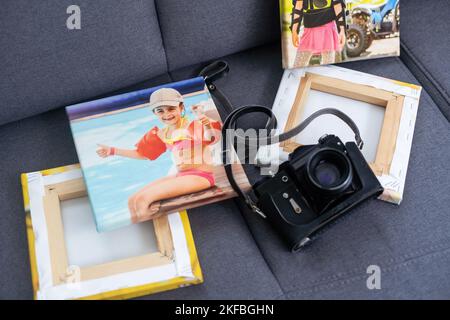 Canvas print. Wrapped canvas, edge, corner, closeup. photography with ...