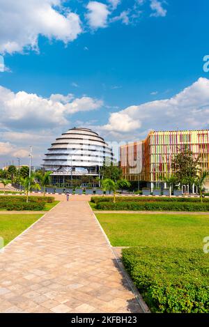 Kigali, Rwanda - August 19 2022: Kigali Convention Centre at night, lit ...