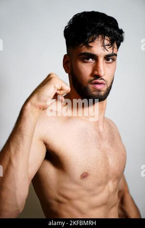 Adam Azim during a media day at Camden Boxing Club, London. Picture ...