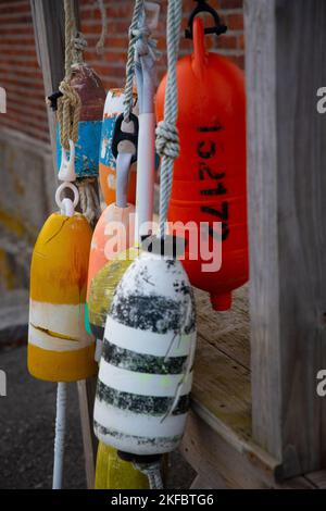 Vintage Buoys Hanging in New England Stock Photo - Alamy