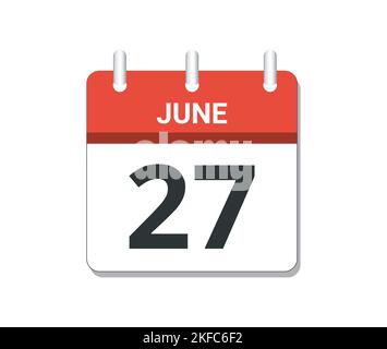 June 27 - calendar and Time planner. Daily Calendar Icon reminder ...