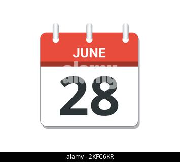 June 28 - calendar and Time planner. Daily Calendar Icon reminder ...