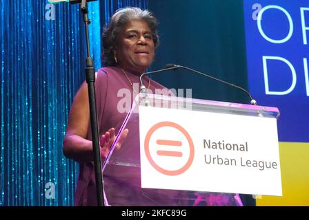 United States UN Ambassador Linda Thomas-Greenfield speaks at the ...