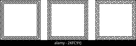 Greek ornament rectangle frame set. Meander square patterns collection ...